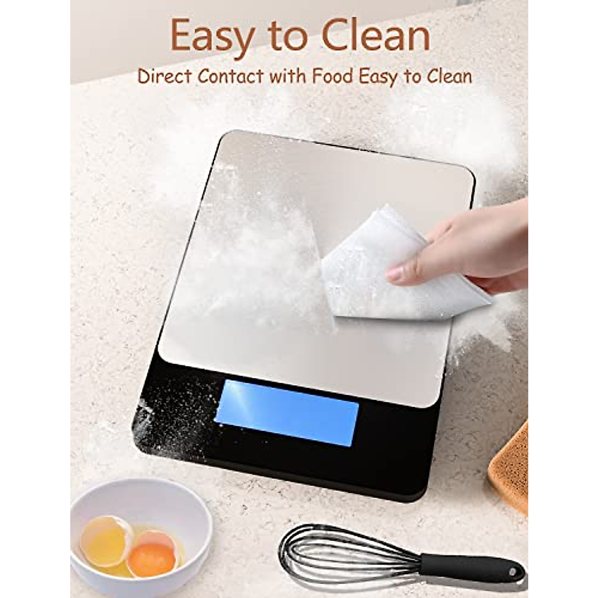 Food Scale -33lb Digital Kitchen Scale for Food Ounces Grams Rechargeable 304 Stainless Steel,Batteries and Type-C Charging | Perfect for Meal Prep, Cooking, and Baking