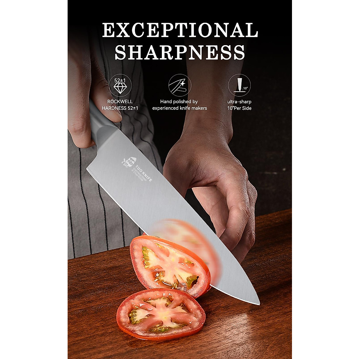 TUO Knife Set with Block and Sharpener, 16 Pcs High Carbon Stainless Steel Knife Block Set, Razor Sharp Kitchen Knife Set, Non-Slip Ergonomic Handle