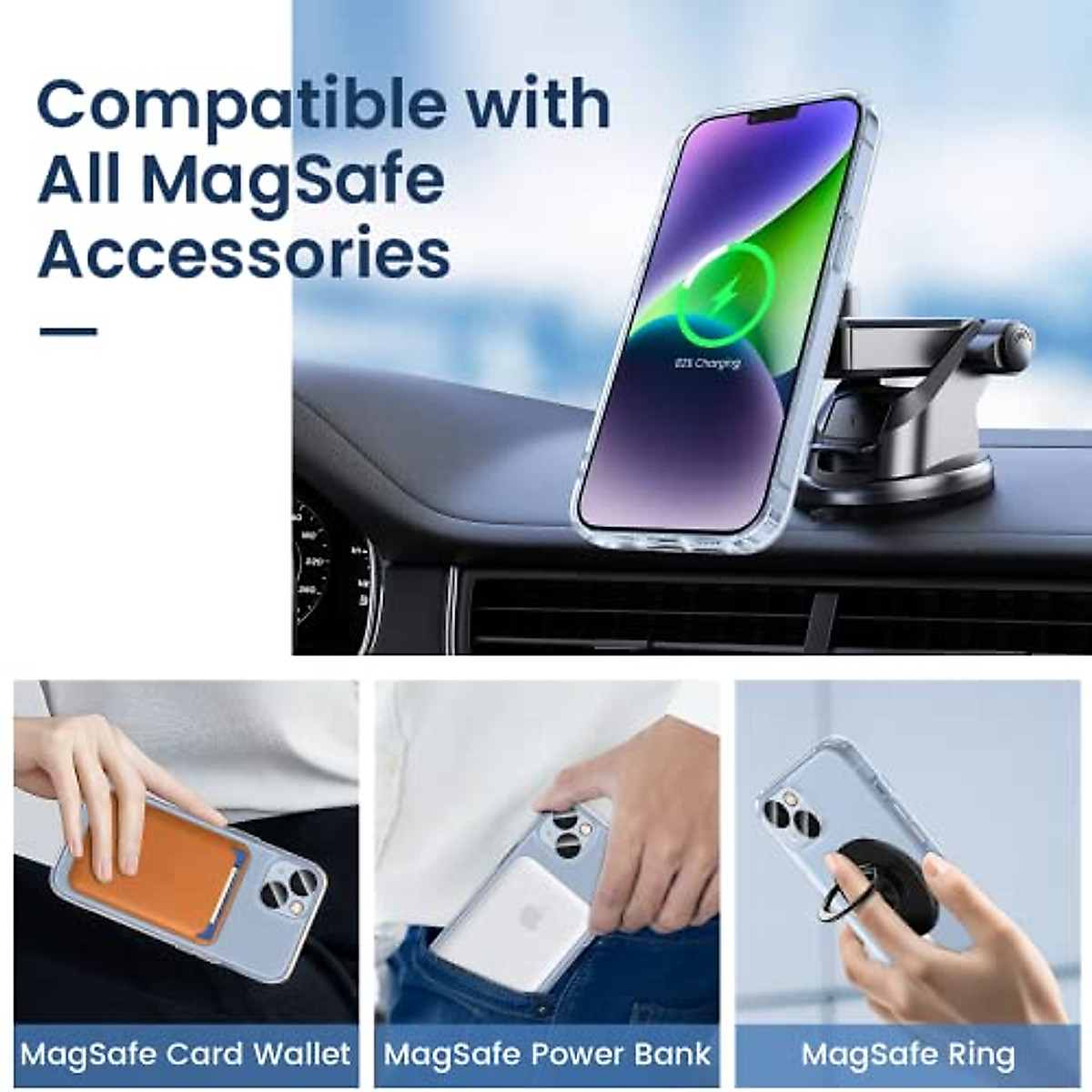 VEGO [5 in 1 Magnetic Case for iPhone 14 Plus 5G 6.7 Inch 2022, [2 Pack Tempered Glass Screen Protector +2 Pack Camera Lens Protector] Yellowing Resistance Slim Clear Case for iPhone 14 Plus