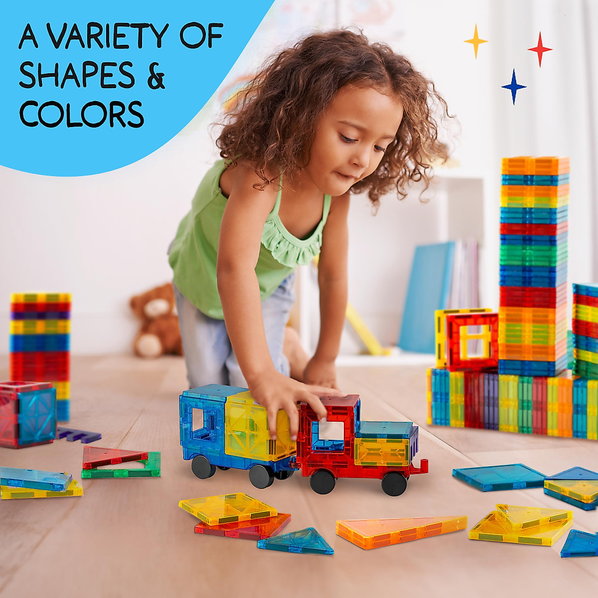 SUNNY AUNTIE Magnetic Tiles 138 PCS+ Bonus Zippered CASE, Magnetic Tiles for Kids Toy for 3 4 5 6 7 8 Year Old Boys & Girls, Great Gift for Kids Aged 3-8, XL Set