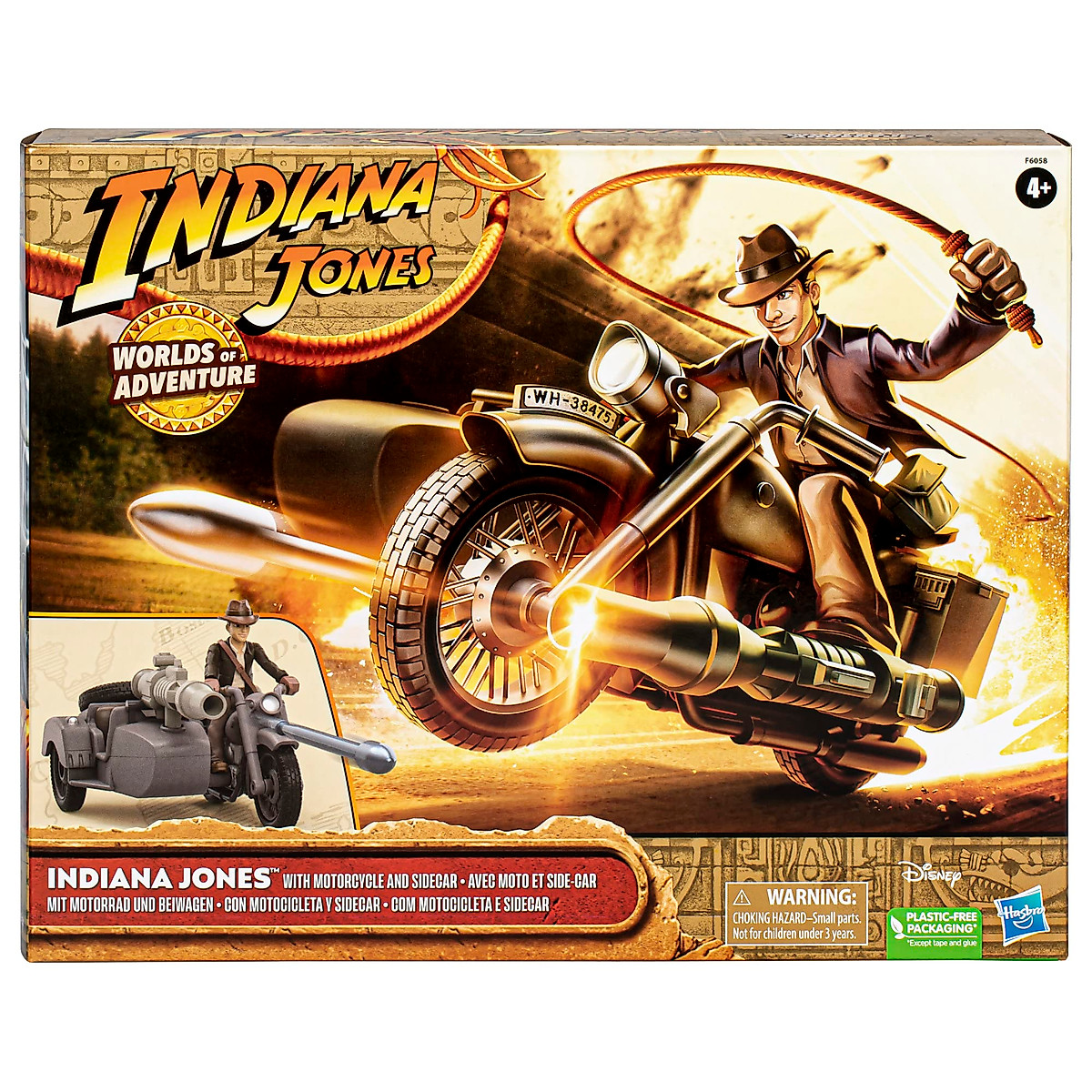 Indiana Jones Worlds of Adventure with Motorcycle and Sidecar Action Figure Set, 2.5-inch, Action Figures, Ages 4 and Up
