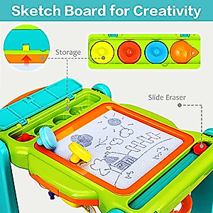 iPlay, iLearn 3 in 1 Baby Walker Sit to Stand Toys, Kids Activity Center, Toddlers Musical Fun Table, Lights and Sounds, Learning, Birthday Gift for 9, 12, 18 Months, 1, 2 Year Old, Infant, Boy, Girl