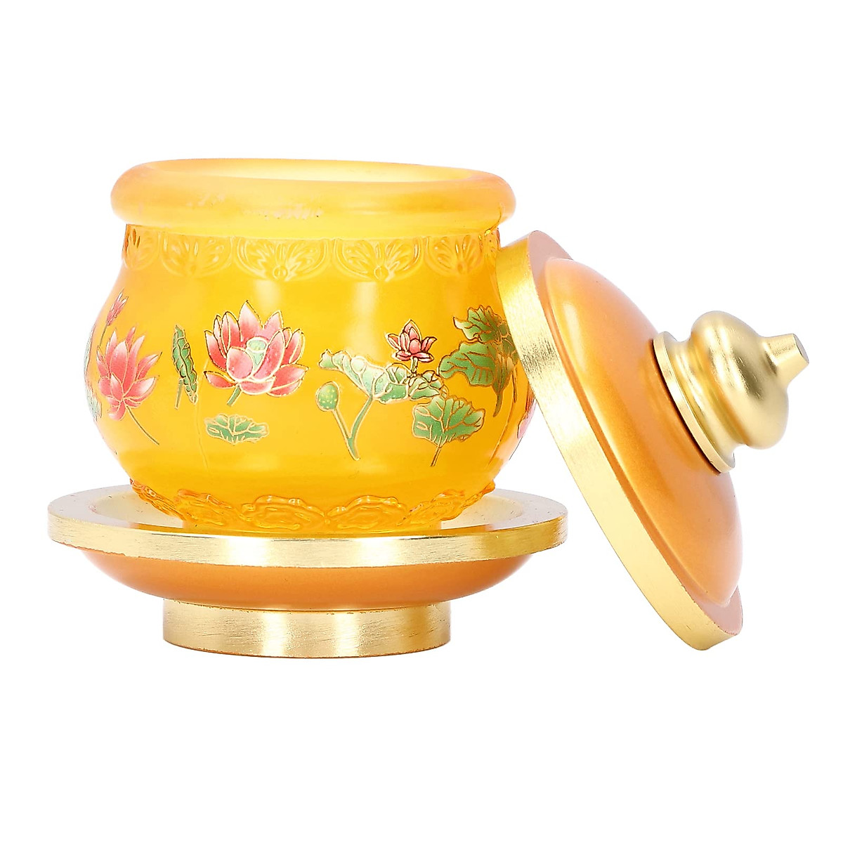 Buddha Water Cup, Buddhism Water Supply Cup Buddha Worship Family Tribute Holy Supplies Coloured Glaze Small Altar Cups Ceramic Holy Water Offering Cup Tibetan Worship Cup