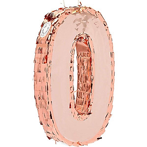 BLUE PANDA - Rose Gold Pinata for Birthday Party, Number 0 (Small)