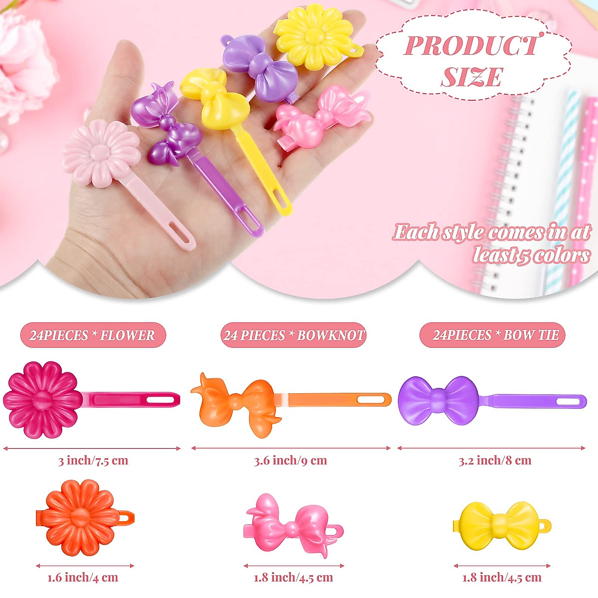 Janinka 72 Pieces Self-Hinge Plastic Hair Clips: 80s 90s Cartoon Colorful Cute Barrettes and Pins for Toddler Girls (Multicolor, Classic)