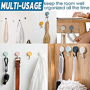 Gaweb Clothes Hanger, 10Pcs Mini Plastic Home Hotel Apartment Bathroom Kitchen Strong Adhesion Wall Door Hanger Hook - White + Black