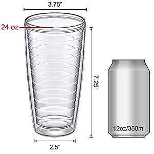 Amazing Abby - Alaska - 24-Ounce Insulated Plastic Tumblers (Set of 4), Double-Wall Plastic Drinking Glasses, All-Clear High-Balls, Reusable Plastic Cups, BPA-Free, Shatter-Proof, Dishwasher-Safe