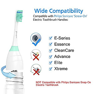 Replacment Brush Heads Compatible with Philips Sonicare E-Series Essence, Xtreme, Elite, Advance, and CleanCare Electric Toothbrush, Toothbrush Replacment Heads Refills, 6 Pack