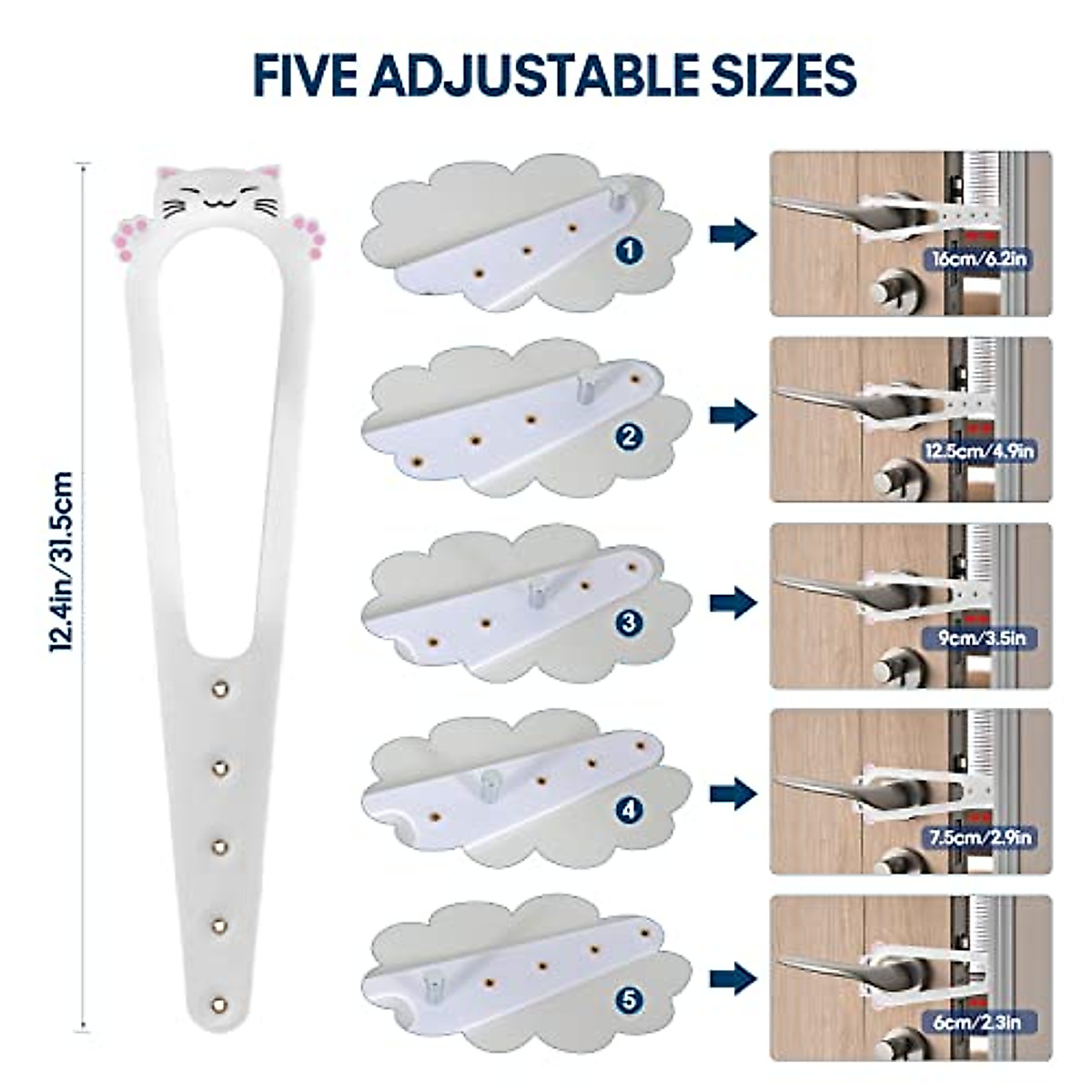 2 Pack Cat Door Holder Latch & Cat Door Stopper. 5 Adjustable Door Strap for Cats to Dog Alternative to Keep Dogs Out of Cat Litter Boxes and Food.No Cut Cat Door Interior Door