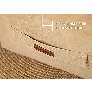 English Home Ottoman Pouffe, Comfortable Cube Foot Stool, Soft Velvet Bean Bag, Home Decor Footstool Extra Seating for Living Room, Bedroom, Casha, 17.7x17.7 inch (45x45 cm), Beige