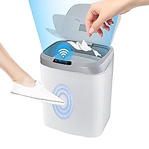F FINEC 16L Automatic Touchless Trash Can, Motion Sensor Trash Can Smart Garbage Can with Lid for Kitchen Bathroom Bedroom Living Room Office