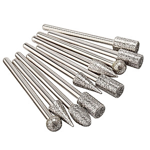 Stone Carving Set Diamond Burr Bits, 20PCS Polishing Kits Rotary Tools Accessories with 1/8’ Shank For Carving, Engraving, Grinding, Polishing Stone, Rocks, Jewelry, Glass, Ceramics