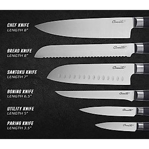 ciwete Chef Knife Set, 6-Piece Kitchen Knife Set with Upgrade 3CR13 Stainless Steel Ultra Sharp Blades, Knives Set with Well Balanced Wood Handle, Chefs Knife Set with Gift Box