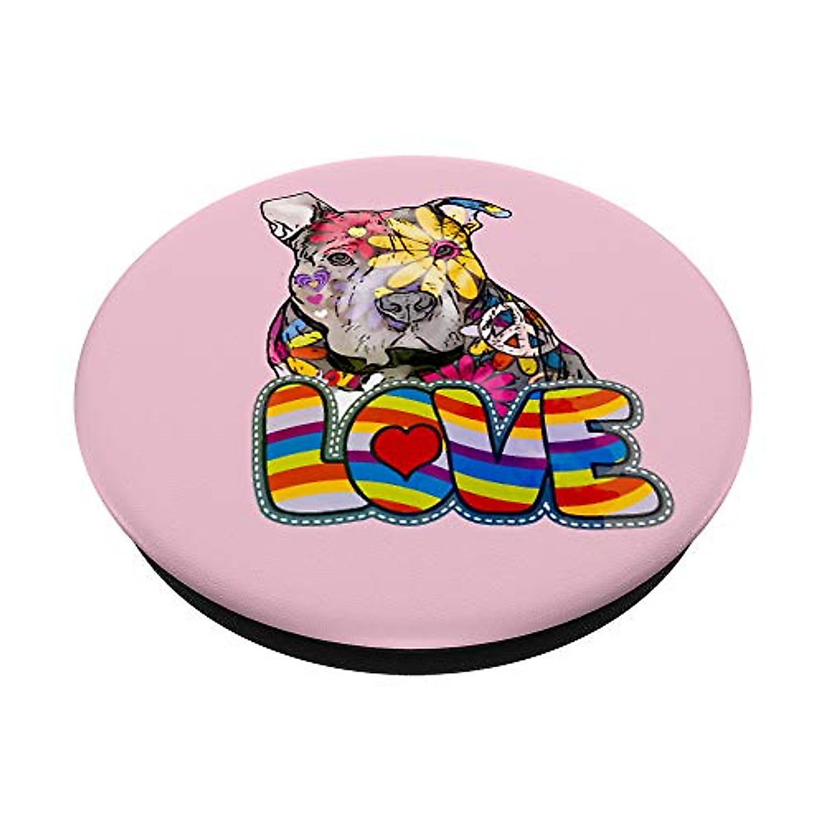 Peace love Pitbulls Pitbull Owner gift Hippie Flower Power PopSockets PopGrip: Swappable Grip for Phones & Tablets