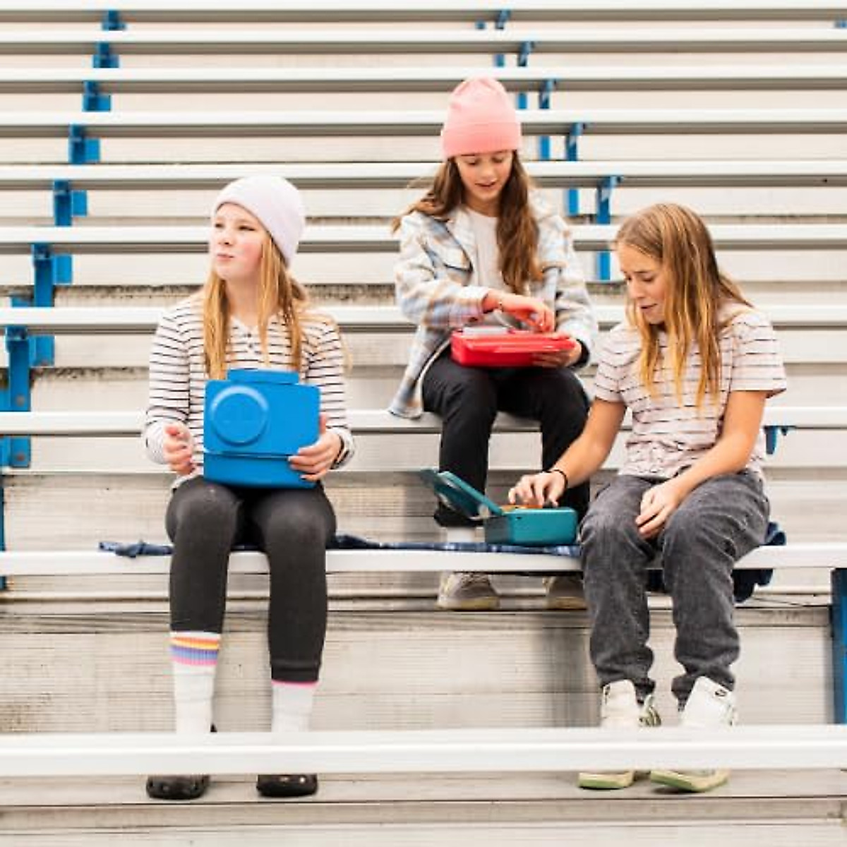 Omie OmieBox UP bento box for kids | Insulated lunch box | Leak proof thermos food jar | Cooler ice pack | 2 Compartments (Cosmic Blue), 12 Ounces