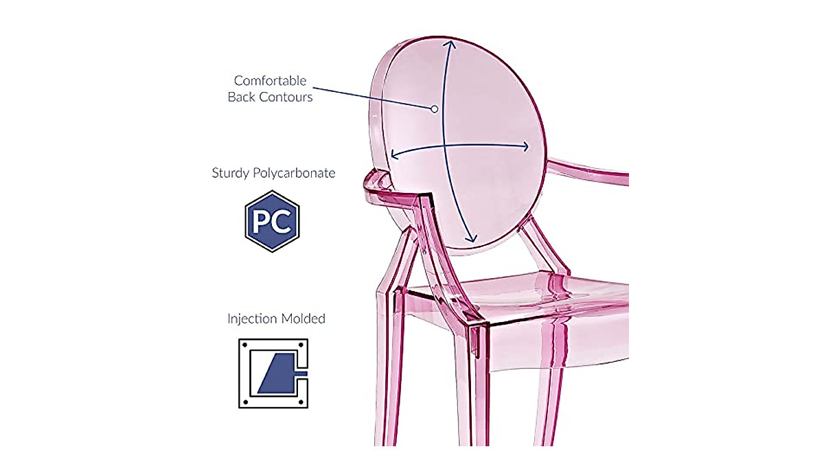 Modway Casper Pink Acrylic Arm Chair - Stylish & Versatile