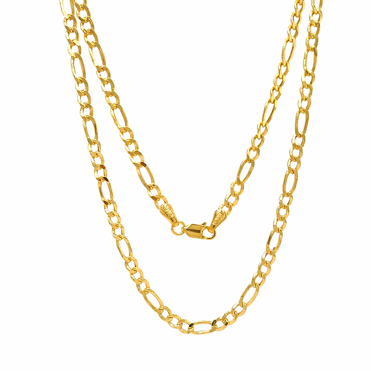 JEWELHEART 14K Real Gold Figaro Chain - 5.1mm Diamond Cut Cuban Link Figaro Necklace For Men - Dainty Yellow Gold Pendant Necklace For Women with Lobster Clasp 18"