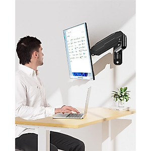 MOUNT PRO Single Monitor Wall Mount for 13 to 32 Inch Computer Screens, Gas Spring Wall Monitor Arm Holds Up to 17.6lbs, Full Motion Adjustable Wall Monitor Mount, VESA Mount 75x75, 100x100