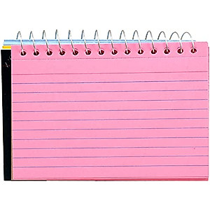 6-Pack Spiral Bound Colored Index Card Books, 3x5-Inch, Ruled, Perforated, Bright Colors: Canary-Cherry-Green-Blue, 50-Count per Book from Northland Wholesale. (6 Packs)