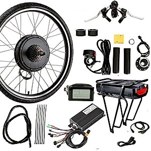 FAJOME Electric Bicycle Brushless Motor Kit - DIY Rear Wheel E-Bike Conversion Kit with LCD Display & Battery (Optional) for Mountain Road Bike (Color : 48v1000W+48V 12AH, Size : 29")