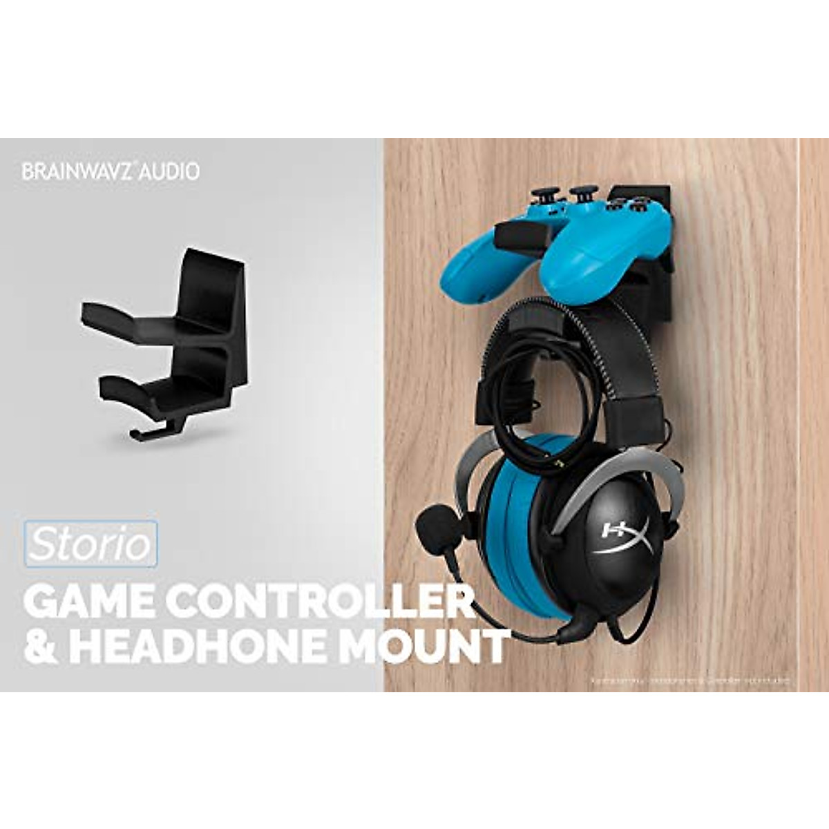 BRAINWAVZ The STORIO - Gamepad Controller & Headphone Hanger Holder Stand - Designed for XBOX ONE, PS4, PS3, PS5, Dualshock, Switch, PC, Steelseries, Steam & More, Black