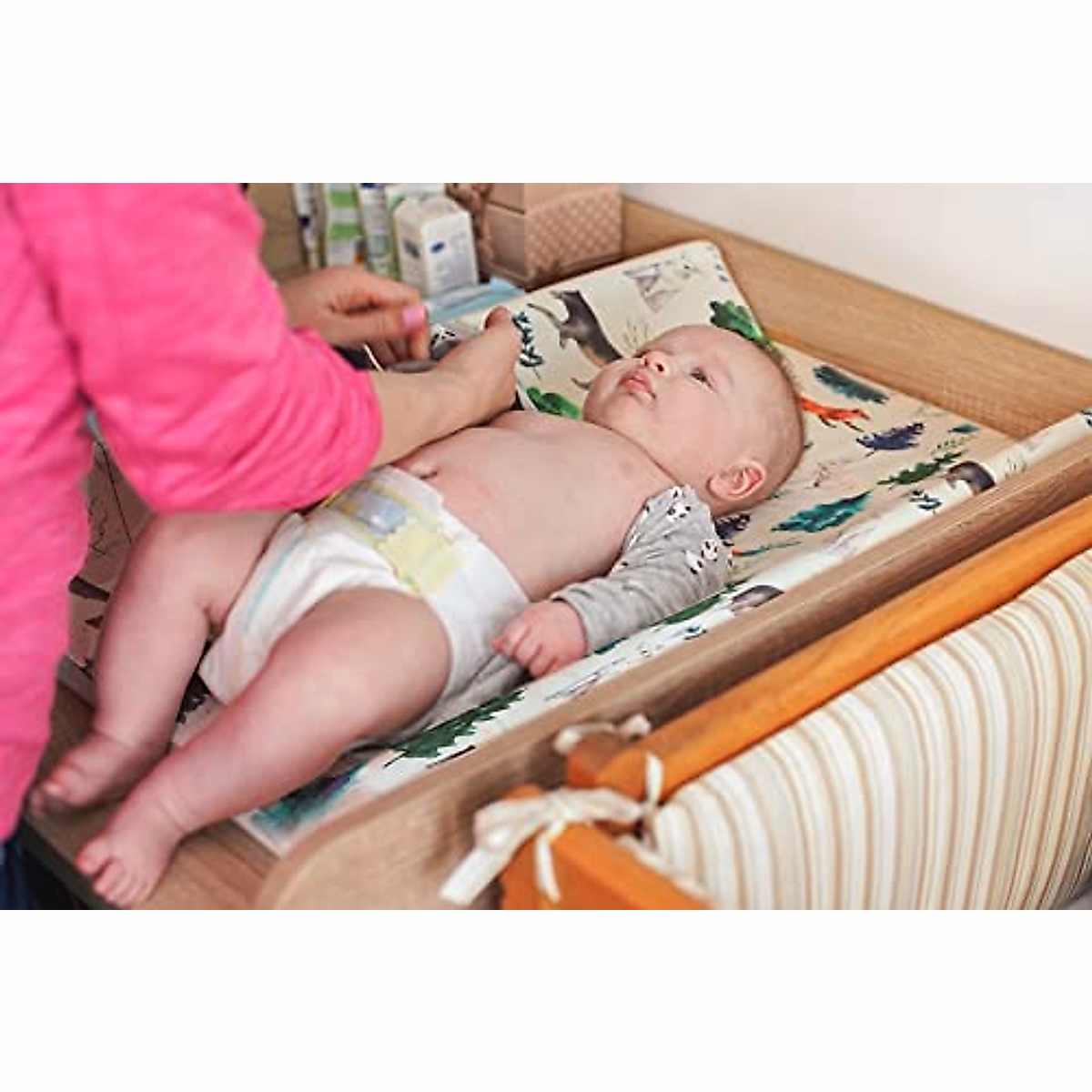 4 Pack Changing Pad Covers Woodland Forest Animals Wood Neutral Unisex Fitted Baby Changing Pad Cover Set for Baby Boys or Girls