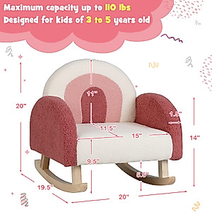 Costzon Kids Sofa, Red, Rocking Chair with Solid Wood Frames, Plush Fabric, Anti-Tip Design for Kids Room, Nursery, Playroom, Preschool, Birthday Gift for Boys Girls, Toddler Furniture Armchair