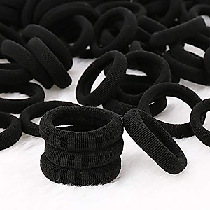 200PCS Black Baby Hair Bands – Mini Seamless Toddler Hair Ties – Soft Toddler Hair Ponytail Holders for Kids Girls, 1 Inch in Diameter, Black, by NineTong