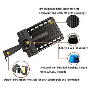 1000LED LED Shoebox Pole Light, 100W (300W Eq.) 12,000Lm, Street Light, Parking Lot Flood Light, AC110-277V, 5000 Kevin Daylight, Area Light Arm Mounted