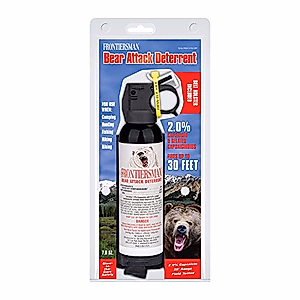 SABRE Frontiersman 7.9 fl oz. Bear Spray, Maximum Strength 2.0% Major Capsaicinoids, Powerful 30 ft. Range Bear Deterrent, Outdoor Camping & Hiking Protection