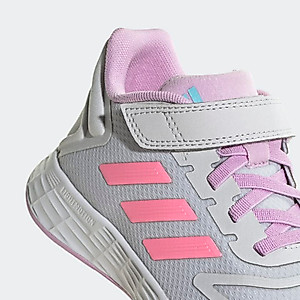 adidas Duramo 10 Running Shoe, Dash Grey/Beam Pink/Bliss Lilac (Cross Strap), 2 US Unisex Little Kid