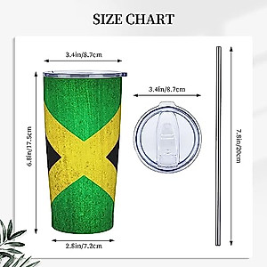 20oz Insulated Coffee Tumbler With Straw Stainless Steel Swig Tumblers,Travel Mugs Insulated For Hot And Cold,Reusable Thermal Water Bottle Cup For Car Camping Exercise（National Flag Of Jamaica ）
