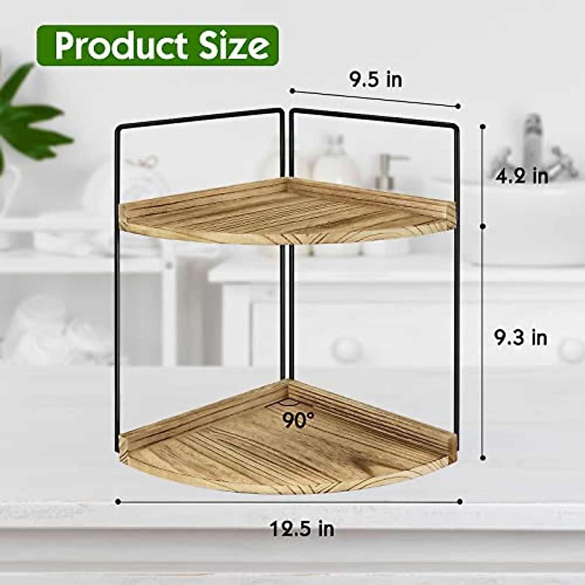 2-Tier Bathroom Counter Organizer, Bathroom Corner Storage Shelf, Bathroom Trays for Counter Vanity Organizer, Cosmetic Holder Perfume Makeup Standing Rack, Bathroom Sink Organizer Kitchen Spice Rack