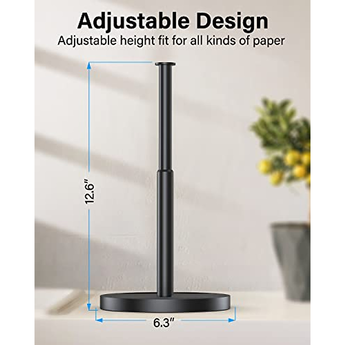 Paper Towel Holder Countertop fit for Large & Small Size, Paper Towel Stand for Kitchen Rolls, Paper Towel Roll Holder, Modern Kitchen Countertop Organizer