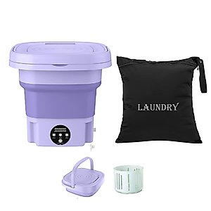 Portable Washing Machine-Mini Washing Machine Foldable-Portable Washer Machine-WATERPROOF Laundry Bag -8L Capacity for Clothes, Socks-Perfect for Travel-Apartments, Dorms-Mini Washing Machine-(Purple)