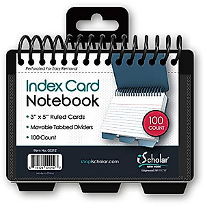 iScholar Index Card Book, Poly Wire, 3 Tabs, Color Will Vary (03512)