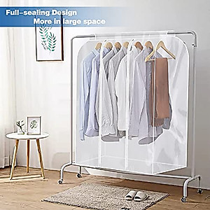 47'' Extra Large Clear Hanging Garment Bags for Closet Storage, Garment Rack Cover for hanging clothes, Sealed Clothes Dust Cover to Protect Coats, Suits, Dresses（with 5 Cedar Wood Chips）