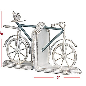 Foreside Home & Garden White Set of 2 Metal Bicycle Bookends FDDD10014, Multi