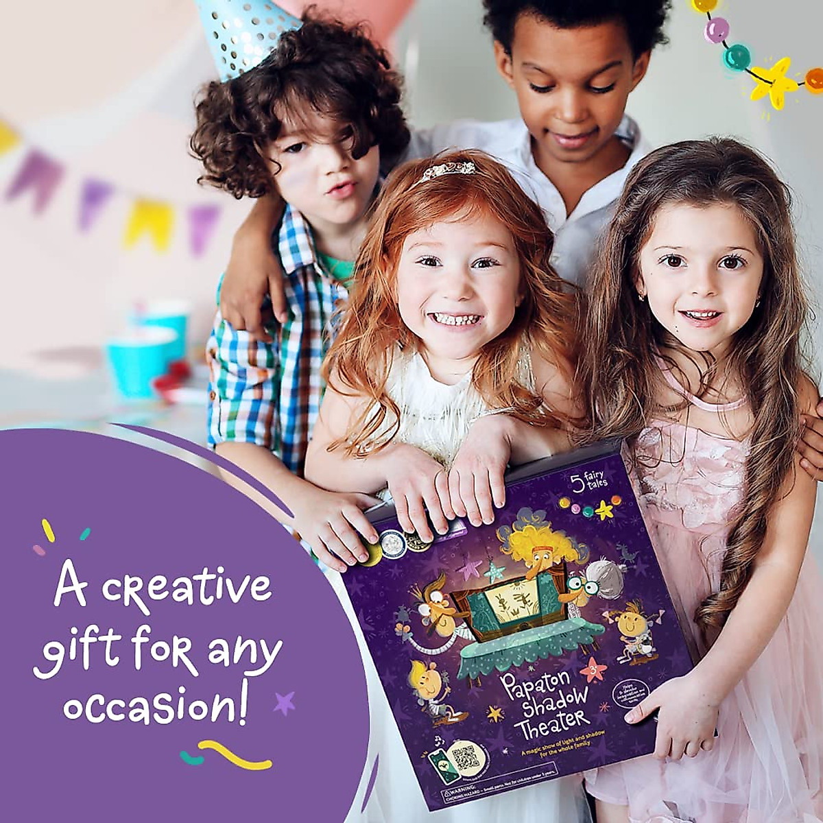 PAPATON Shadow Puppet Theater - 32 Shadow Puppets - Award Winning Toy, Family Storytelling Board Game, Downloadable App, Birthday Gift for 3 4 5 6 7 8 Years Kids