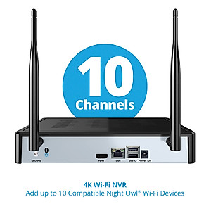 Night Owl Sp, Llc Night Owl 10 Channel Bluetooth Video Home Security Camera System with (4) Wi-Fi IP 4K HD Indoor/Outdoor Spotlight Cameras 2-Way Audio and 1TB Hard Drive, BTWN8-4L1