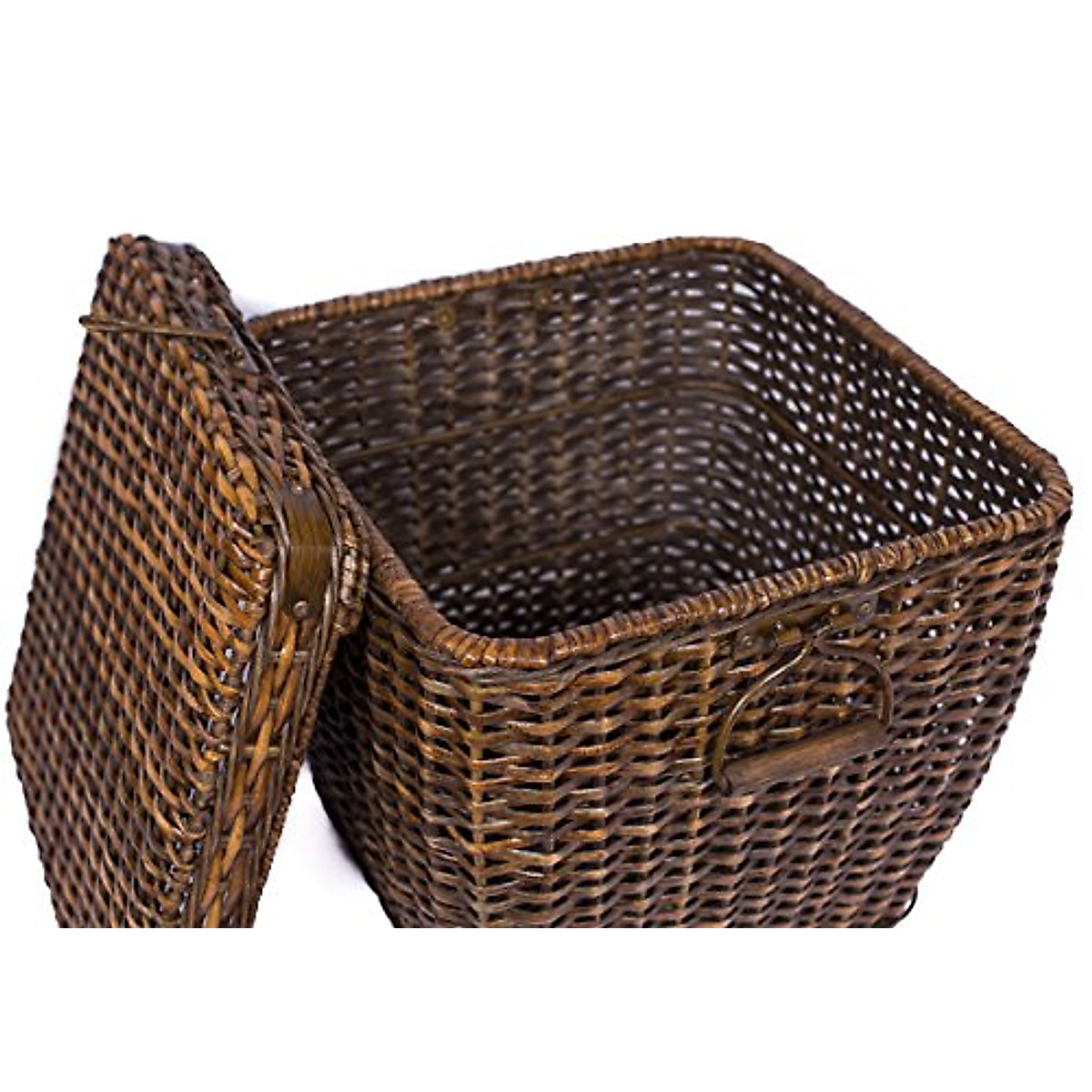 BIRDROCK HOME Rattan Peel Storage Cube with Removable Lid - Spacious Woven Organizer for Shelves - Natural Brown Decorative Cubby for Shoes, Books, Home Decor, and Office - Stylish 16.5 Inch Square