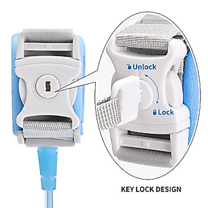 Anti Lost Wrist Link, Toddler Safety Leash with Key Lock, Safety Wrist Leash for Toddlers, Babies & Kids 8.2 feet Pink (red)