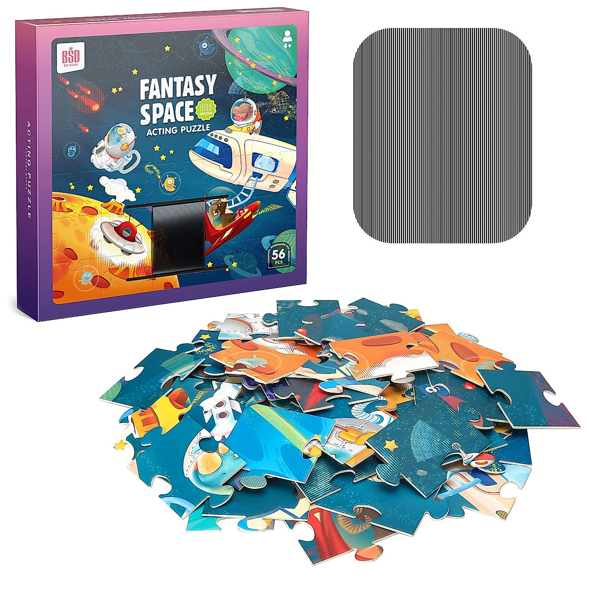 Floor Puzzles for Kids Giant Floor Puzzles Big Pieces Planet Puzzles 56 PCS Creative Moiré Fringes Jumbo Floor Puzzles Preschool Learning Educational Toys for Boys Girls (Fantasy Space)