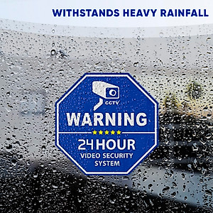 CCTV Outdoor Video Camera Security Stickers - 6Pcs CCTV Camera Video Security Camera in Use Sign Outdoor Video Surveillance Vinyl Sticker -24 Hours Warning Video Surveillance Window Security Signs