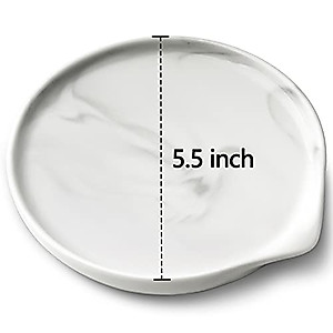 Large Spoon Rest,Ceramic Spoon Rest for Kitchen Counter Dishwasher Safe Marble Decor Spoon Holder for Kitchen,5.5 Inches