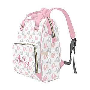 Pink Gray White Elephants Diaper Bags Backpack Personalized Baby Bag Nursing Nappy Bag Travel Tote Bag Gifts