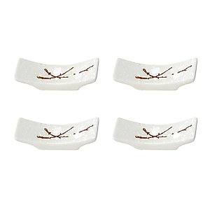 Luxshiny 8pcs Ceramic Chopsticks Rest Plum Blossom Pattern Japanese Style Chopsticks Stand Pillow Spoon Fork Holder Knife Rests for Chopsticks Forks Spoons Knives Paint (Random Color)