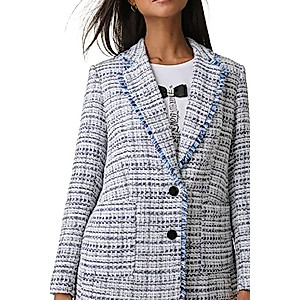 Karl Lagerfeld Paris Women's Tweed Long Sleeve Everyday Fashion Sport Jacket, Denim Multi, 6