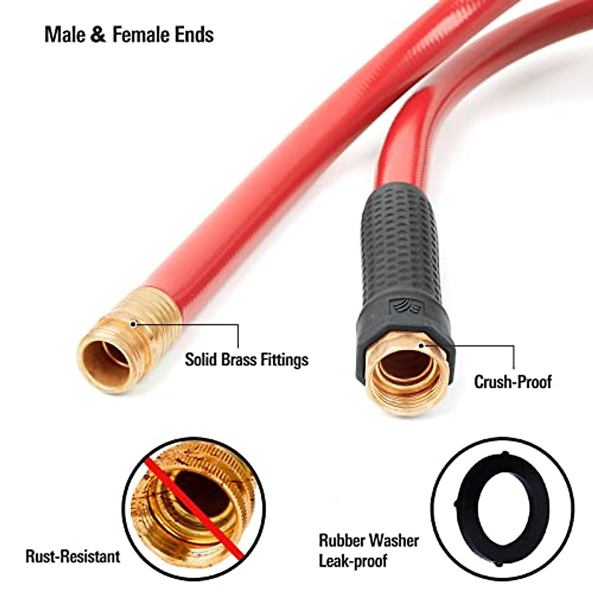 Solution4Patio 5/8 in. x 10 ft. Garden Short Hose Male/Female Lead-in Hose, No Leaking, High Water Pressure Solid Brass Fitting for Water Softener,Dehumidifier,Vehicle Water Filter 12 Year Warranty