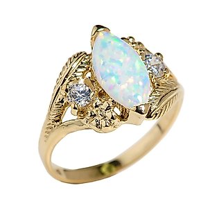 Women's 10k Yellow Gold Simulated Marquise Statement Ring (Size 7)